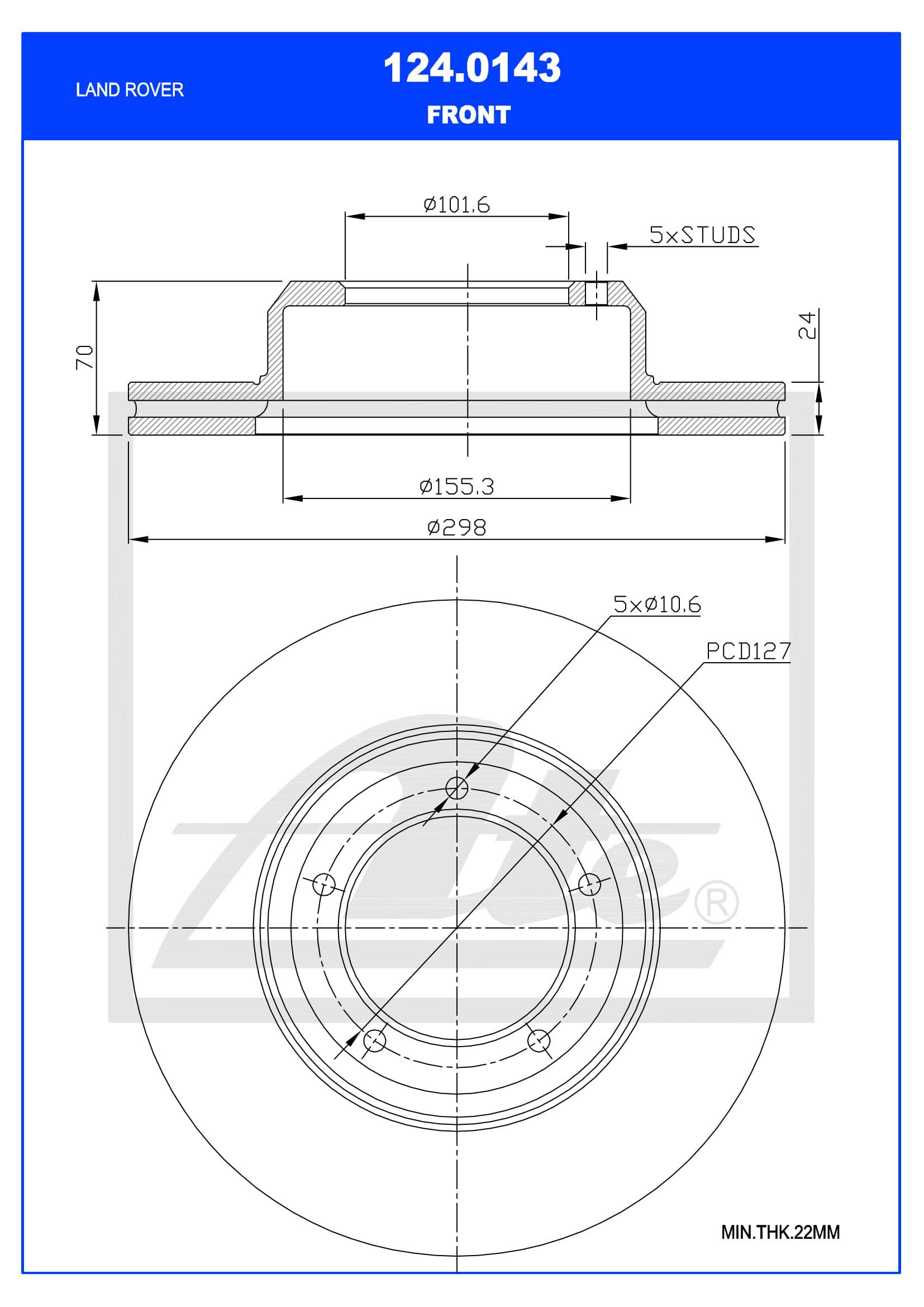 Brake Disc - 124.0143 (Ate) - Argus Motor Company