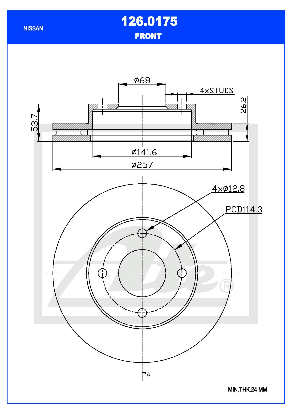 Brake Disc - 126.0175 (Ate) - Argus Motor Company