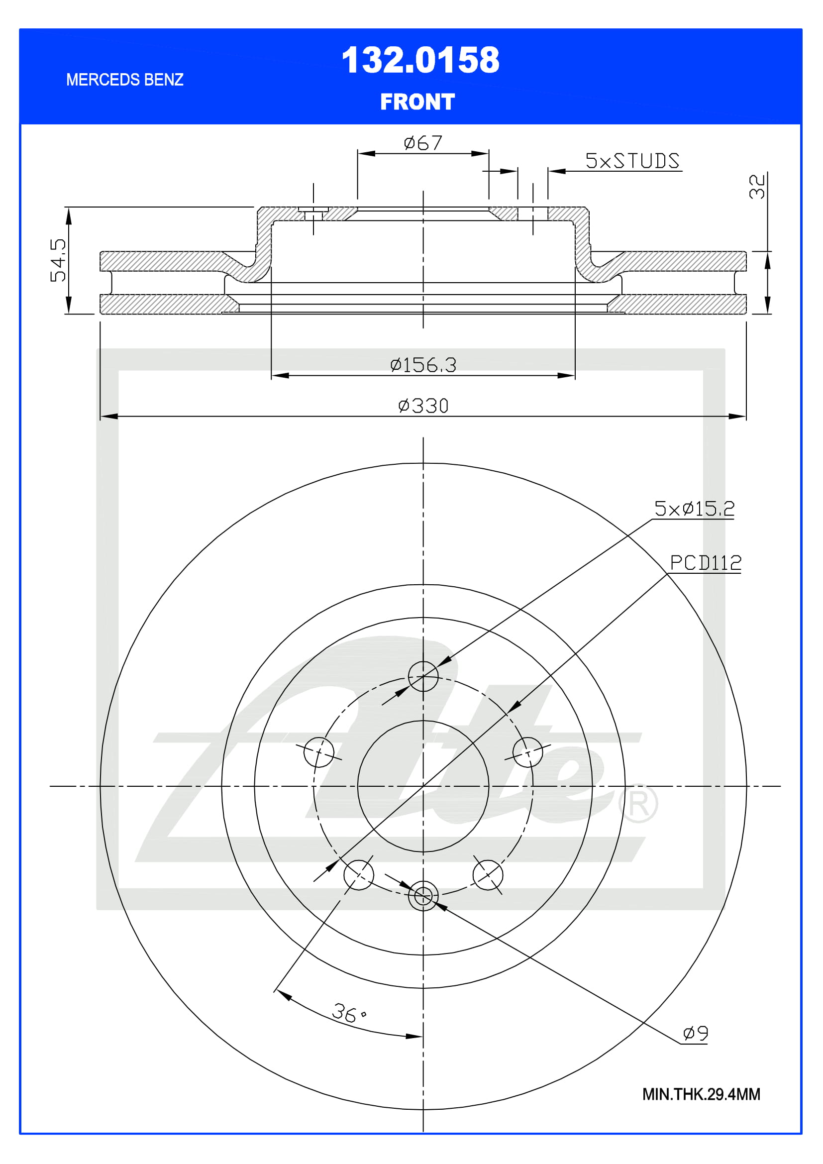 Brake Disc - 132.0158 (Ate) - Argus Motor Company